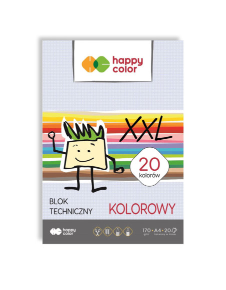 Blok techniczny kolorowy A3 170g 20 kolorów Happy Color